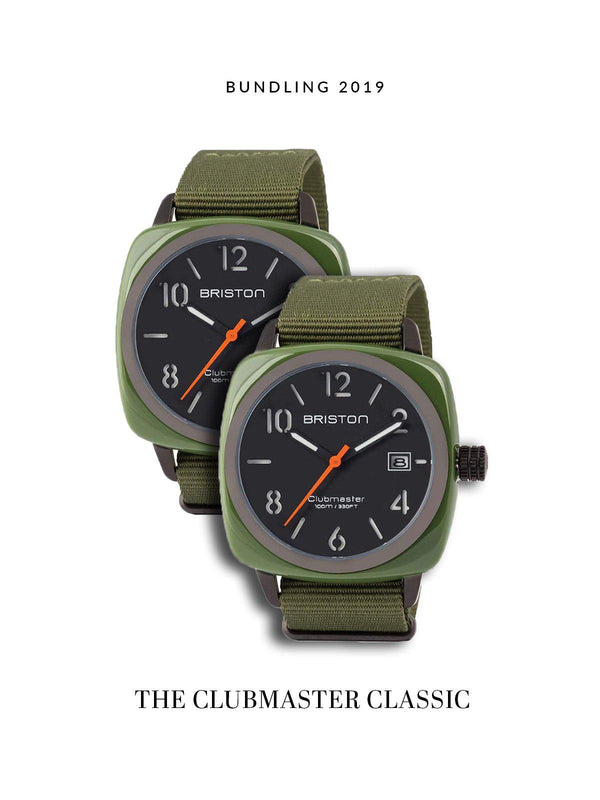 BUNDLING Briston Clubmaster Classic Acetate HMS Green Army PVD 40mm ...