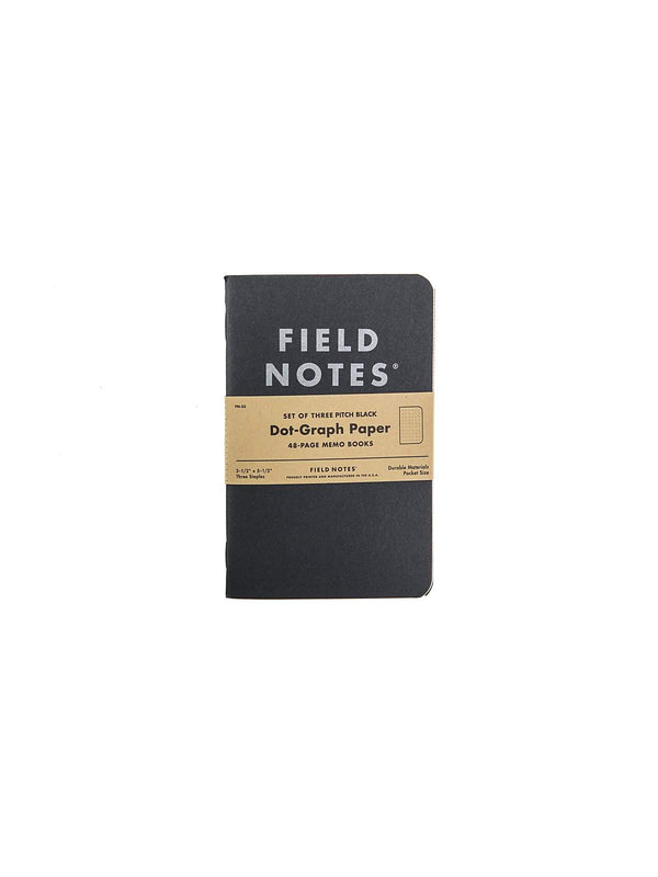Field Notes Pitch Black Memo Book 3 Pack Dot Graph Paper - MORE by ...