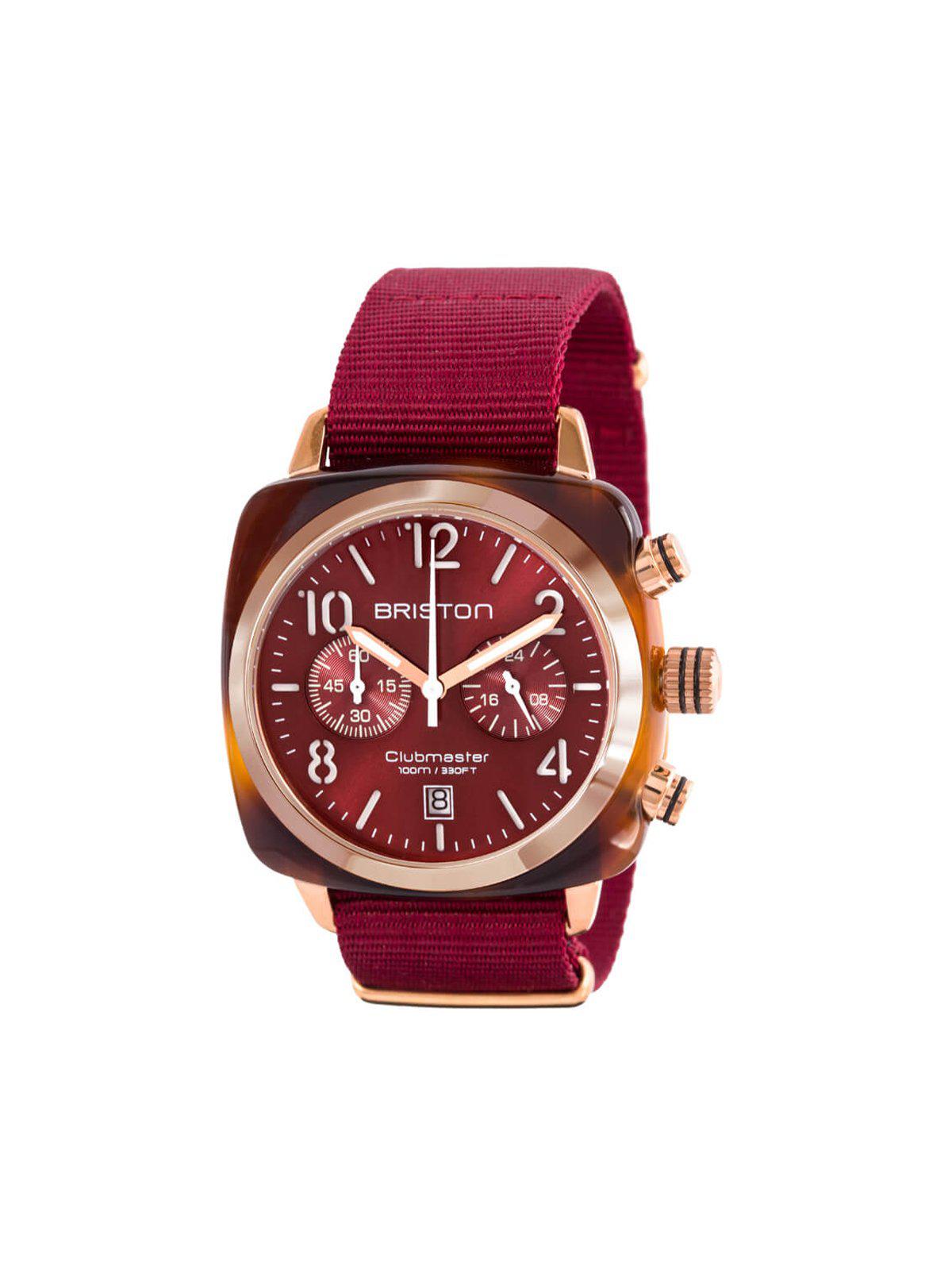 Briston Clubmaster Classic Acetate Chronograph Tortoise Shell Gold Red ...