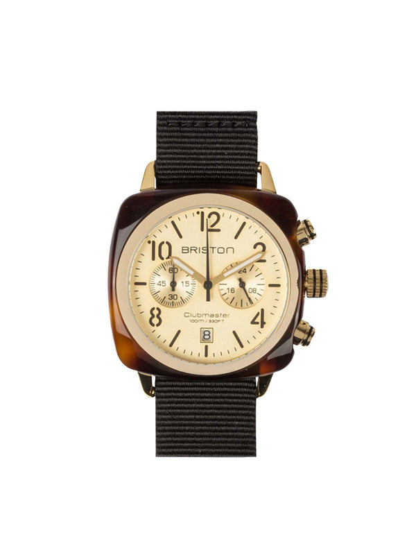 Briston Clubmaster Classic Acetate Chronograph Gold PVD Champagne Dial ...