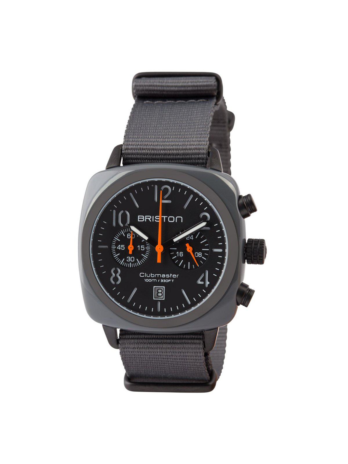 Briston Clubmaster Classic Acetate Chronograph Grey Military PVD 40mm ...