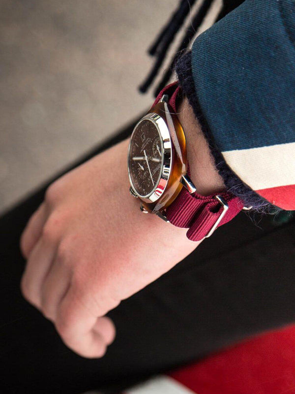 Briston Clubmaster Classic Acetate Chronograph Tortoise Shell Red ...